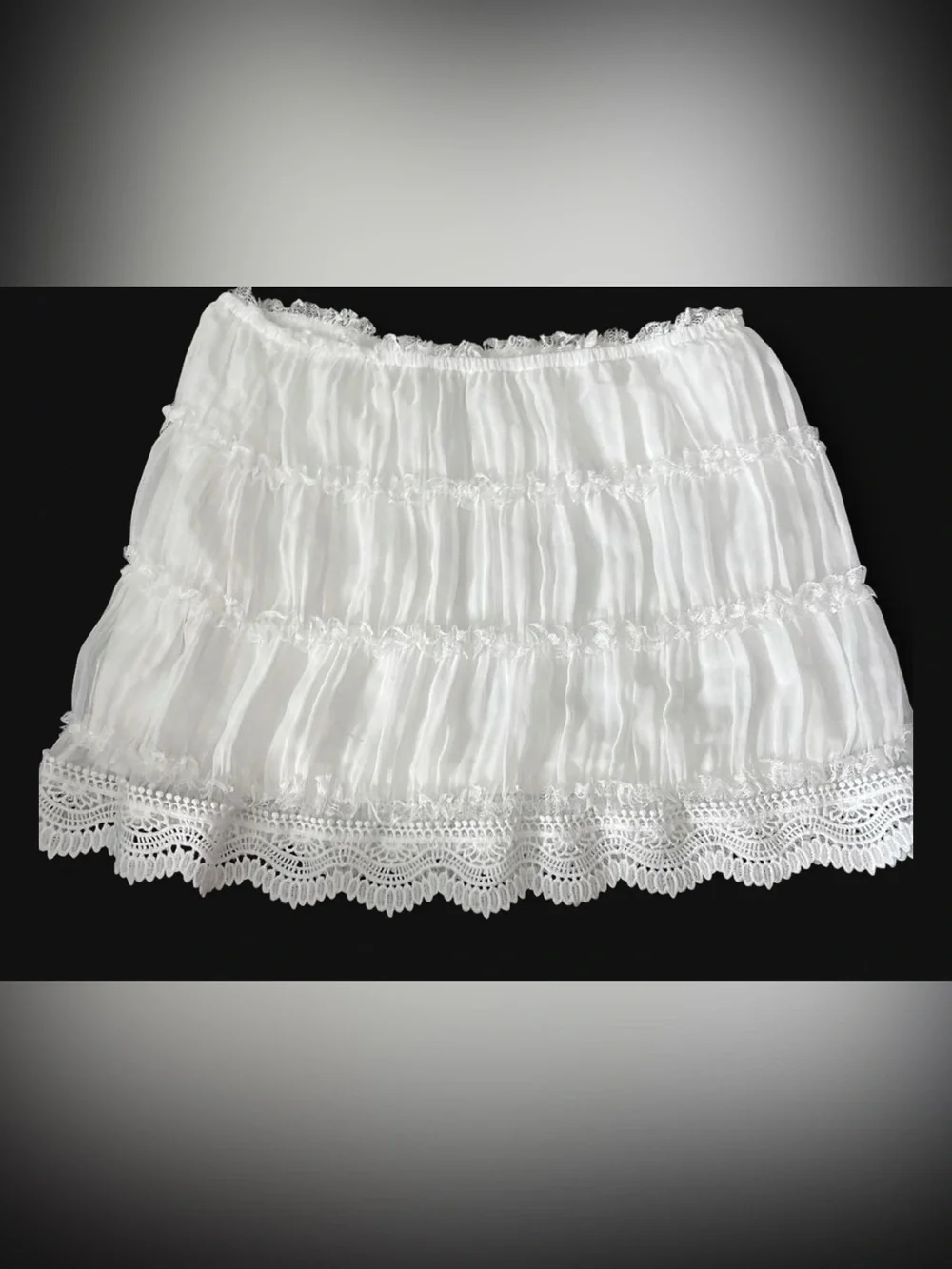 Unbranded | Skirts | White Tiered Mini Skirt With Lace Trim | Poshmark